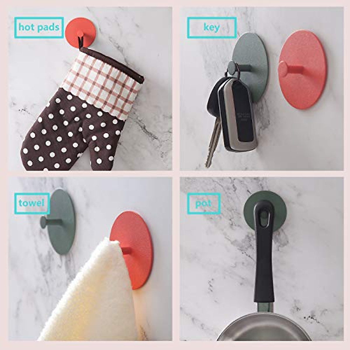 Robe Adhesive Towel Hooks of Heavy Duty Stainless Steel Wall Hangers Sticky Hooks for Hanging Coat,Hat,Wall Sticky Adhesive Shower Stick on Hooks for Kitchen Bathroom towel hanger Set of 4