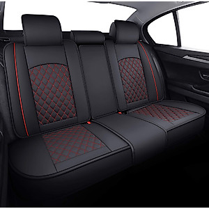 YIERTAI Car Seat Covers Universal Fit Compatible with Ford Escape Edge Versa Fiesta Highlander Maxima Sorento Rogue Truck Cushions with Waterproof Faux Leather, Full Set, Black-Red