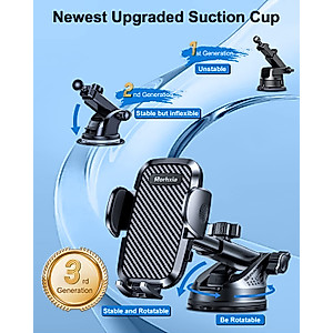 Rorhxia 3-in-1 Phone Mount for Car [2024 Most Stable and Flexible Suction Cup] Vent Dashboard Windshield Cell Phone Holder Car Fit for iPhone 15 14 13 12 Pro Max Samsung S23 S22 S21 All Phone