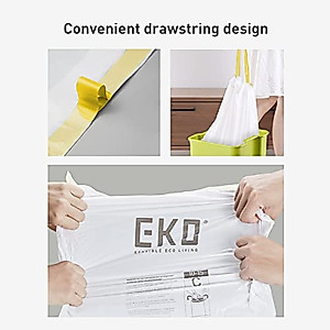 EKO Easy-Dispense Roll of 60 Count Extra-Strong Drawstring Kitchen Trash Bags - 13 Gallon Garbage Bags (40L-60L) 60 pack