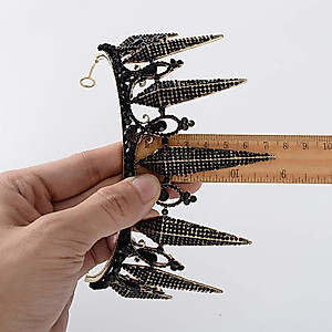 S SNUOY Black Crowns for Women Rhinestone Tiara Baroque Crown Wedding Headpiece Costume Party Accessories for Women