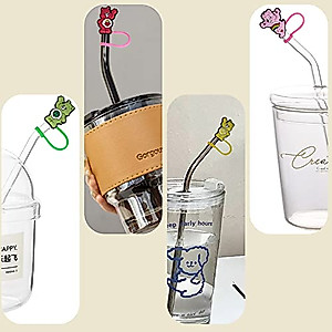 SEQLA71 9Pcs Straw Covers Cap Straw Tips Cover for Reusable Silicone Drinking Straw Tips Lids Drinking Straw Cute Straws Plugs (Not include Straw)