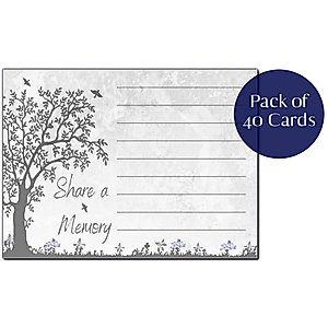 Share a memory cards for Celebration of life Funeral Tree of life Sympathy memorial remembrance acknowledgment Guest Book Alternative 40 ct