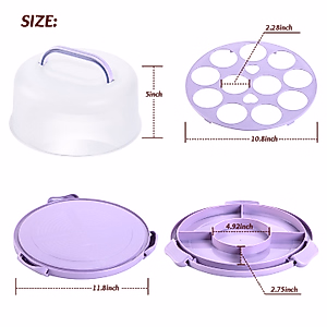 Ohuhu Cake Holder, BPA-Free Cake Carrier with Lid and Handle Cake Transport Container Portable Cake Keeper Two Sided Base for Pies Cookies Nuts Fruit etc - Suitable for 10 inch Cake Perfect Gifts