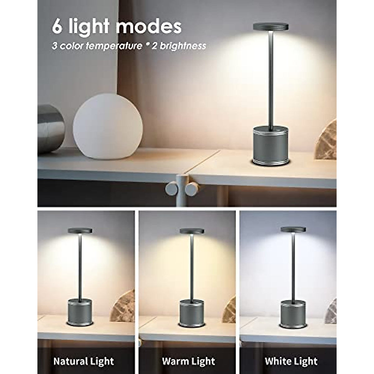 JALVDE Rechargeable Desk Lamps LED Light Battery Dining Lamp, Outdoor Decorative Task Lights for Restaurant, Dinner, Patio