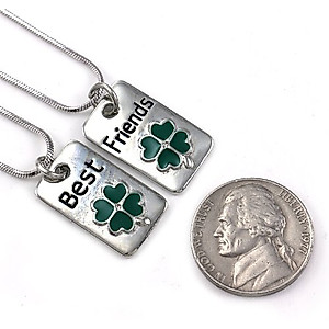Soulbreezecollection St. Patrick's Day Irish Good Luck Shamrock Four Leaf Clover Best Friend Forever Necklace