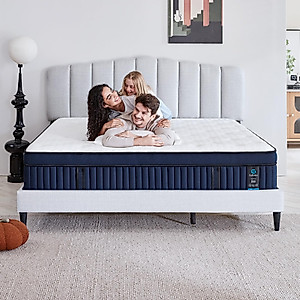 Suiforlun 14 Inch Cal King Mattress with Cool-to-Touch Cover, Euro Top Hybrid Gel Memory Foam Mattress with 7-Zone Pocketed Coils, Medium Firm California King Size Mattress for Pressure Relief