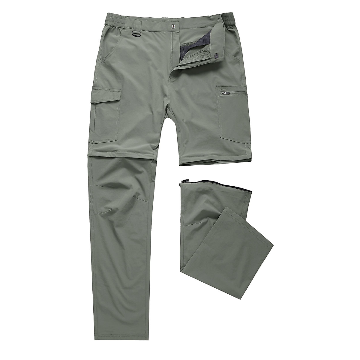 Men's Hiking Pants Convertible Zip Off Lightweight Waterproof Quick Dry Outdoor Fishing Travel Safari Camping Sage Green 36