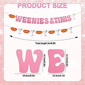 PEUTIER Weenies & Tinis Banner, Pink and Glitter Weenies and Tinis Party Decorations for Martini Themed Party Hot Dog Bar Bachelorette Party Birthday Decorations