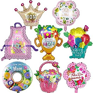 Happy Mother's Day Foil Balloons Party Decorations - Worlds Greatest Mom Best Mom Ever Spanish Feliz Dia Mama Balloons for Mother's Day Party Birthday Decorations Supplies