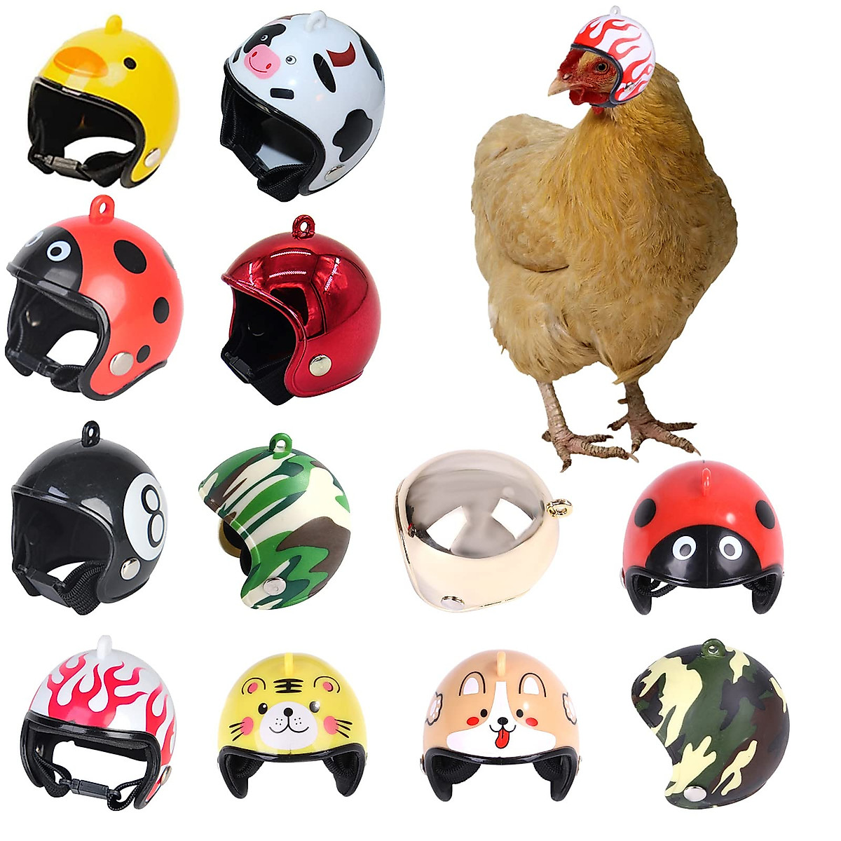Chicken Helmet - Chicken Bird Toy Head Protection Helmet Bird Hat Headwear Suitable for Parrot Small Chickens, Ducks and Other Poultry Funny Pet Safety Helmet Costumes Accessories (D)