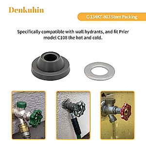 Denkuhin C-134KT-803 Stem Packing Kit Compatible with Wall Hydrant & Prier Model C108 hot and Cold, Replacement for Prier C-134/135/144/154-2 Packs