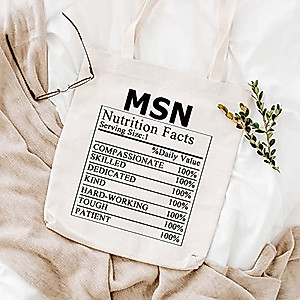 WCGXKO MSN Gift Master of Science in Nursing Gift MSN Nutrition Facts Nurse Tote Bag Medical School Graduation Gift (MSN tote)