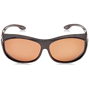 Foster Grant Solar Shield-Arrowhead Polarized Rectangular Fits Over Sunglasses, Tortoise, Medium