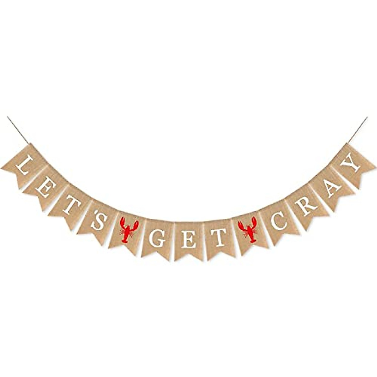 SWYOUN Burlap Let's Get Cray Banner Summer Crawfish Party Supplies Lobster Theme Birthday Party Mantle Fireplace Decoration