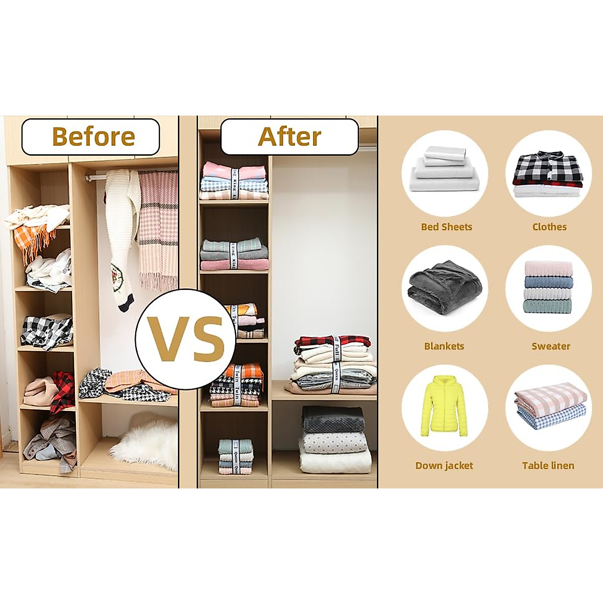 4Pcs Bed Sheet Organizer Bands Sheets Labels for Elastic Bedding Linen Closet Storage Foldable Sheet Set Organizer Sheet Keeper Band (Queen)