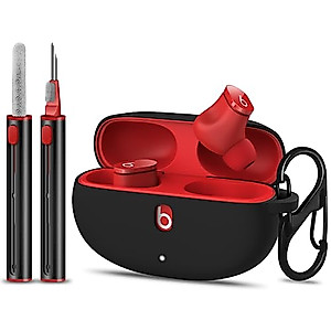 MOLOVA Silicone Case Cover for 2021 New Beats Studio Buds,Comes with Cleaning Pen, Anti-Lost Shockproof Protective Case Cover for Beats Studio Bud Easy Carrying Replacement Case with Carabiner（Black）