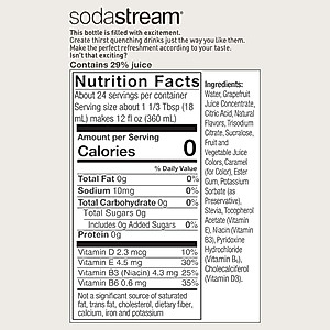 SodaStream Pink Grapefruit Liquid Zero Calorie, 14.8 Fl Oz (Pack of 4)