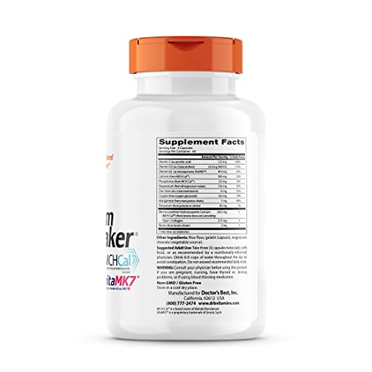 Doctor's Best Calcium Bone Maker Complex with MCHCal, Supports Bone Health, Muscular, Skeletal & Vascular Health, 180 Caps