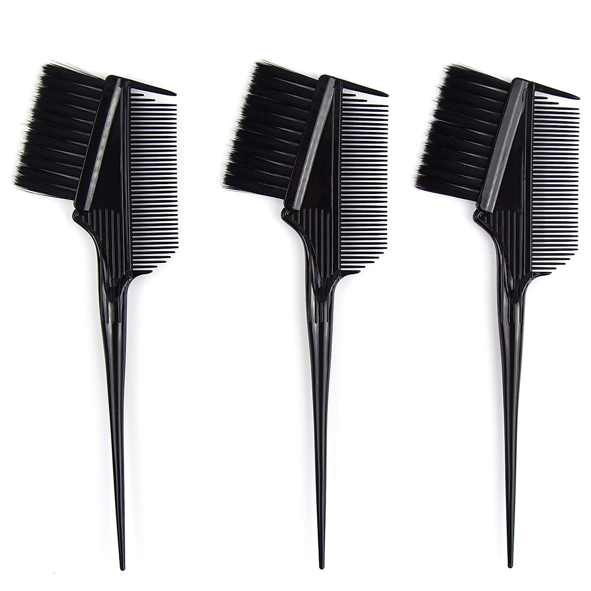 Emperor Hair Dye Brushes - 3 Angled Tint Brushes with Integrated Combs - Hair Dye Brush Applicator - Hair Root Touch Up Brush - Color Brushes for Hair Salon (Black)