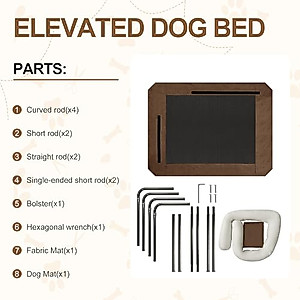 ROMROL 2 in1 Elevated Cooling Dog Bed for Large Dogs Raised Dog Cot Beds with Chew Proof Breathable Mesh and Metal Frame Portable Pet beds with No-Slip Rubber Feet for Indoor & Outdoor Easy to Clen
