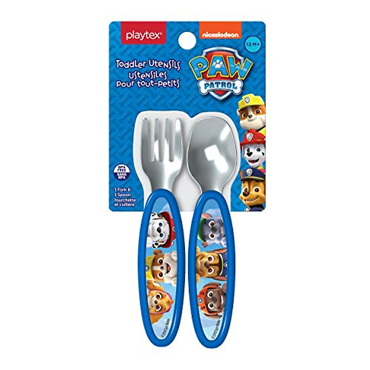 Playtex Mealtime Paw Patrol Utensils for Boys Including 1 Spoon and 1 Fork(Pack of 1)
