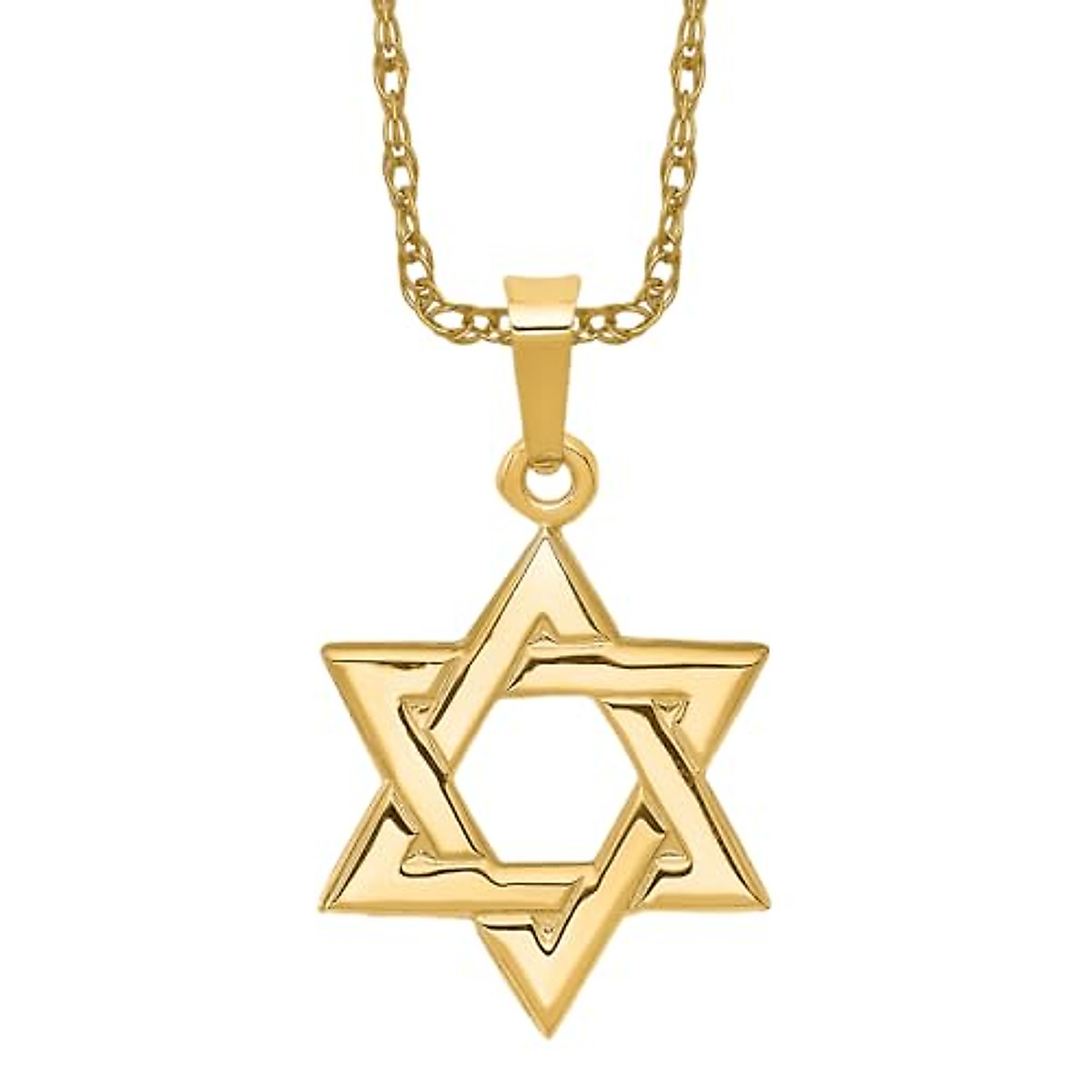 14K Yellow Gold Star of David Jewish Magen Necklace Judaica Religious Pendant Israel Charm 23mm x 13mm Only