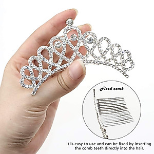 NODG 3 Pieces Silver Tiaras for Women Princess Rhinestone Mini Tiaras with Comb Crowns for Women with Comb for Princess Party Favors Tiaras and Crowns for Women