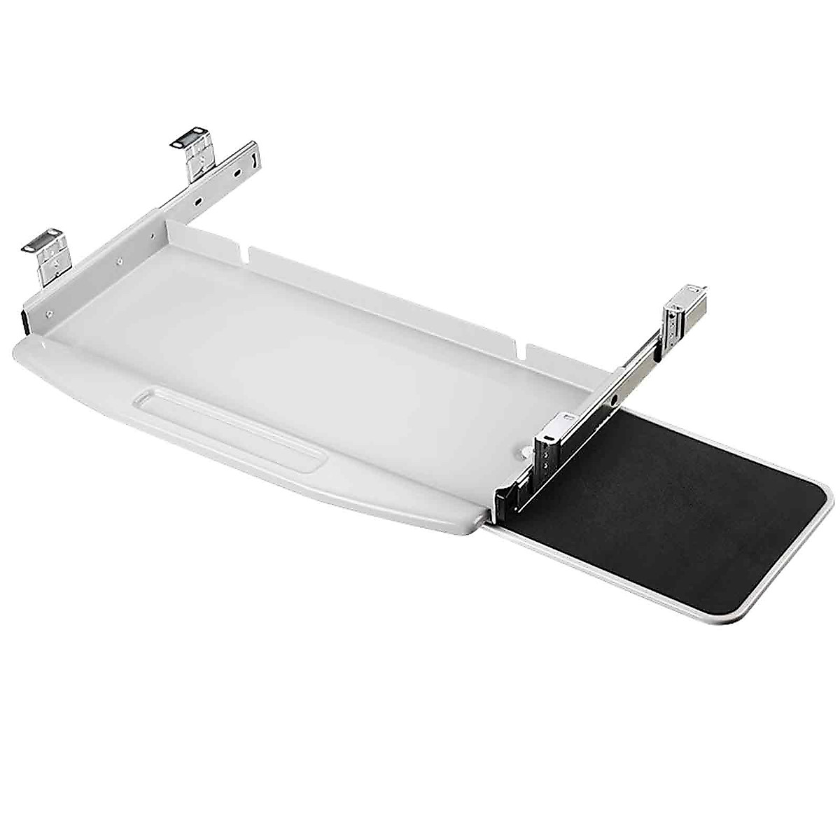 Underdesk Keyboard/Mouse Tray, Under Desk Tray Slide Out, Made of Metal Steel, Reserve Pen Tray, Steel Keyboard Tray Can Rotate 360°, Ordinary Model/Mold Beam Model