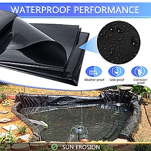 Pond Liner 7 x 10 Ft HDPE Pond Liners, 20 Mil UV Resistant Preformed Pond Liner Easy Cutting, Pond Liner for Natural Looking Ponds, Waterfall, Koi Pondsand Water Garden (Black)