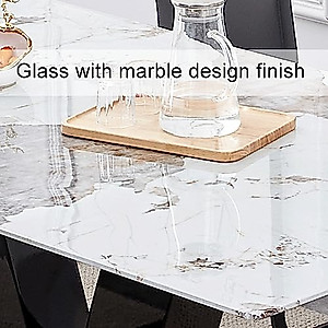gopop 71'' Marble Dining Table,Modern Dining Room Table with Golden Stainless Steel Base.Marble Kitchen Table for 8 People, Ideal for Living Room Home Office