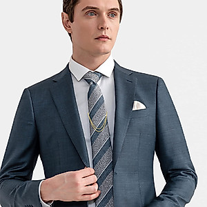 Sanfenly Tie Clips for Men Tie Bar Black Blue Gold Silver Tie Pin Tie Tack with Chain Set for Regular Ties Valentine's Day, Father's Day, Christmas Day Gift