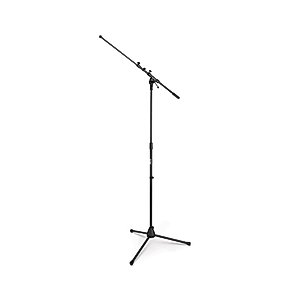 On-Stage MS7701TB Telescoping Euro Boom Mic Stand (Setup for Vocal and Instrument Microphones, Adjustable Height, Angle, and Length, Portable, Folding, Tripod Base, 5/8″-27 Threading, Steel, Black)
