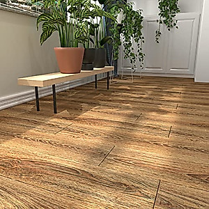 YENHOME 36"X6" Brown Wood Vinyl Flooring Planks Roll Peel and Stick Floor Tile Waterproof Peel and Stick Flooring for Bathroom Vinyl Floor Tiles Wood Planks for Walls Durable and Removable (3 PCS)