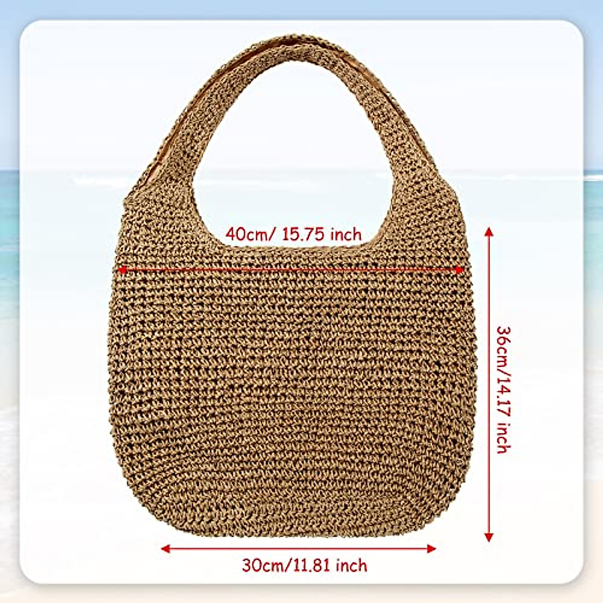 Saintrygo Women Straw Beach Bag Bucket Tote Summer Woven Handmade Handbag Shoulder Bag (Stylish Style,15.75 x 11.81 x 14.17 Inches)