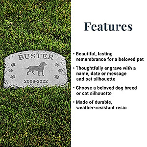 Let's Make Memories Personalized Dog Memorial - Pet Memorial Stone - Sympathy - Resin Garden Stone - 60+ Dog Breeds
