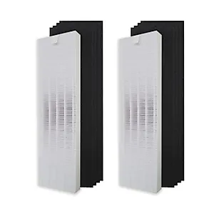 PUREBURG YY350 Replacement Filter Set Compatible with Lasko LP300 & LP450 Air Purifiers, 2 x H13 HEPA + 8 Activated Carbon Pre-Filters Air Clean Dust VOCs Odor