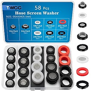 ZDBB 58 PCS Shower Head Garden Hose Screen Filter Gasket.Stainless Steel Water Filter Hose Washer Kit for 1/2,3/4 Inch Plumbing Faucet Screen Fittings and 5/8" Washing Machine Inlet Line Connection