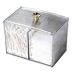 DASITON Acrylic Qtip Holder ，Cotton Swab Holder，Bathroom Jars With Lids Set，Apothecary Jar Dispenser For Cotton Ball, Cotton Swab, Cotton Round Pads, Floss