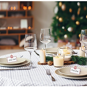 Gift Boutique 100 Pack Christmas Place Cards Holiday Seating Name Card Die Cut Xmas Ornement Bell Table Setting Folded Paper Tent Cards for Dinner Wedding Tables Placement Party Decorations 2" x 3.5"