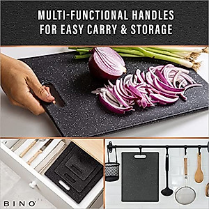 BINO Cutting Board - 3-Piece Chopping Boards | BPA-Free Plastic, Durable, Multipurpose, Dual-Sided, Dishwasher Safe, Easy to Clean | Charcuterie Accessories | Home & Kitchen Utensils