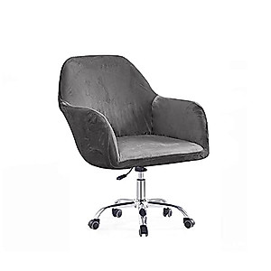 MFMLHDYQ Velvet Stretch Smoky Grey Modern Curved Back Armrest Swivel Office Chair Slipcover for Banquet Office Living Room Bedroom Set of 1