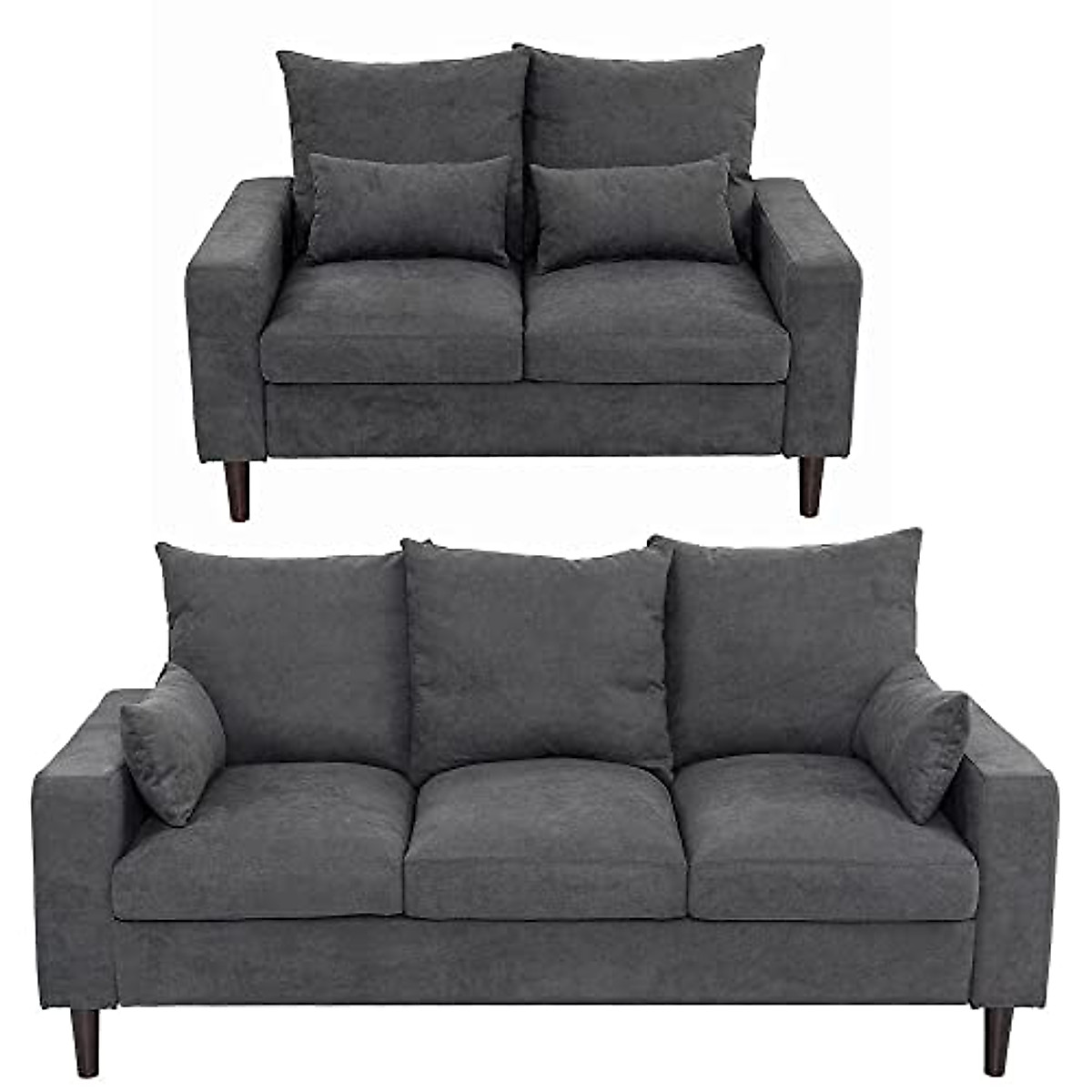 Panana 2 Seater & 3 Seater Fabric Corner Sofa Living Room Suite Set, Sofa Sets for Living Room, Grey