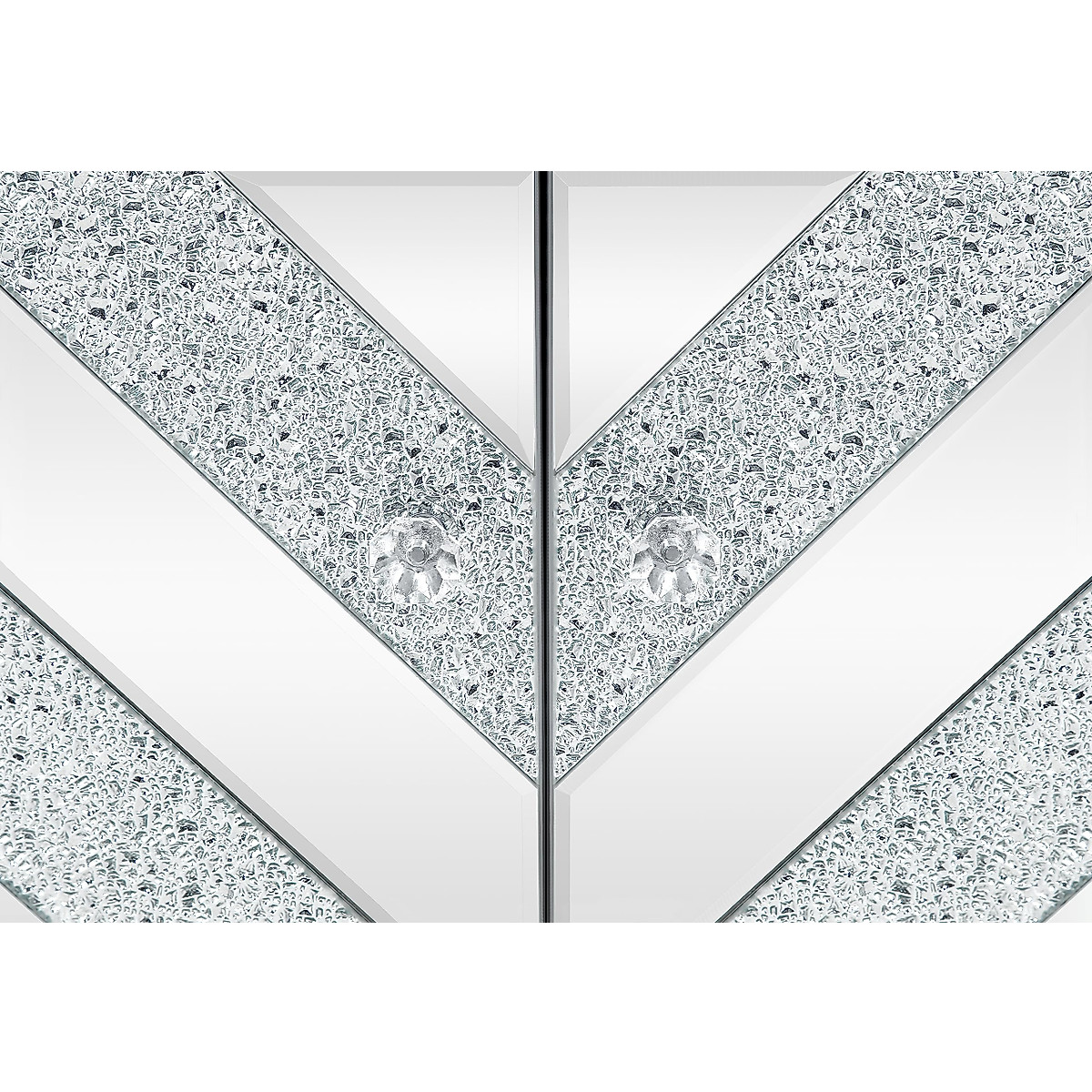 LUMISOL Silver Mirrored Cabinet, Modern Sideboard Cabinet for Entryway Living Room, Floor Cabinet with Crystal Design Handle, Accent Cabinet, Silver White