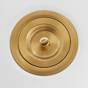 Cipotal Kitchen Sink Strainer Assembly, 304 Stainless Steel with Plated Color, Fit 3-1/2" Drain, Removable Waste Basket and Lid, Brushed Gold