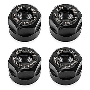 QWORK ER11 A Collet Clamping Nuts for CNC Milling Chuck Holder Lathe, 4 Pack (Black), M14 Thread