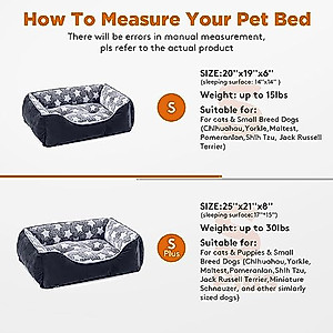 GASUR Rectangle Dog Bed for Large Dogs, Cozy Washable Bed Orthopedic Dog Sofa Bed, Pet Cuddler Anti-Slip Bottom, Soft Calming Sleeping Puppy Warming Puppy Bed (S Plus (25"x 21"x 8"), Black)