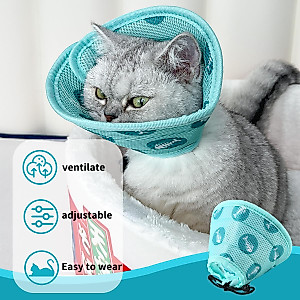 Fluffyland Cat Cone Collar Soft to Stop Licking and Scratching Adjustable Kitten Cone with Cat Toy Balls - Cat Recovery Collar for Small Large Cats After Surgery and Daily Wear (Green，S)