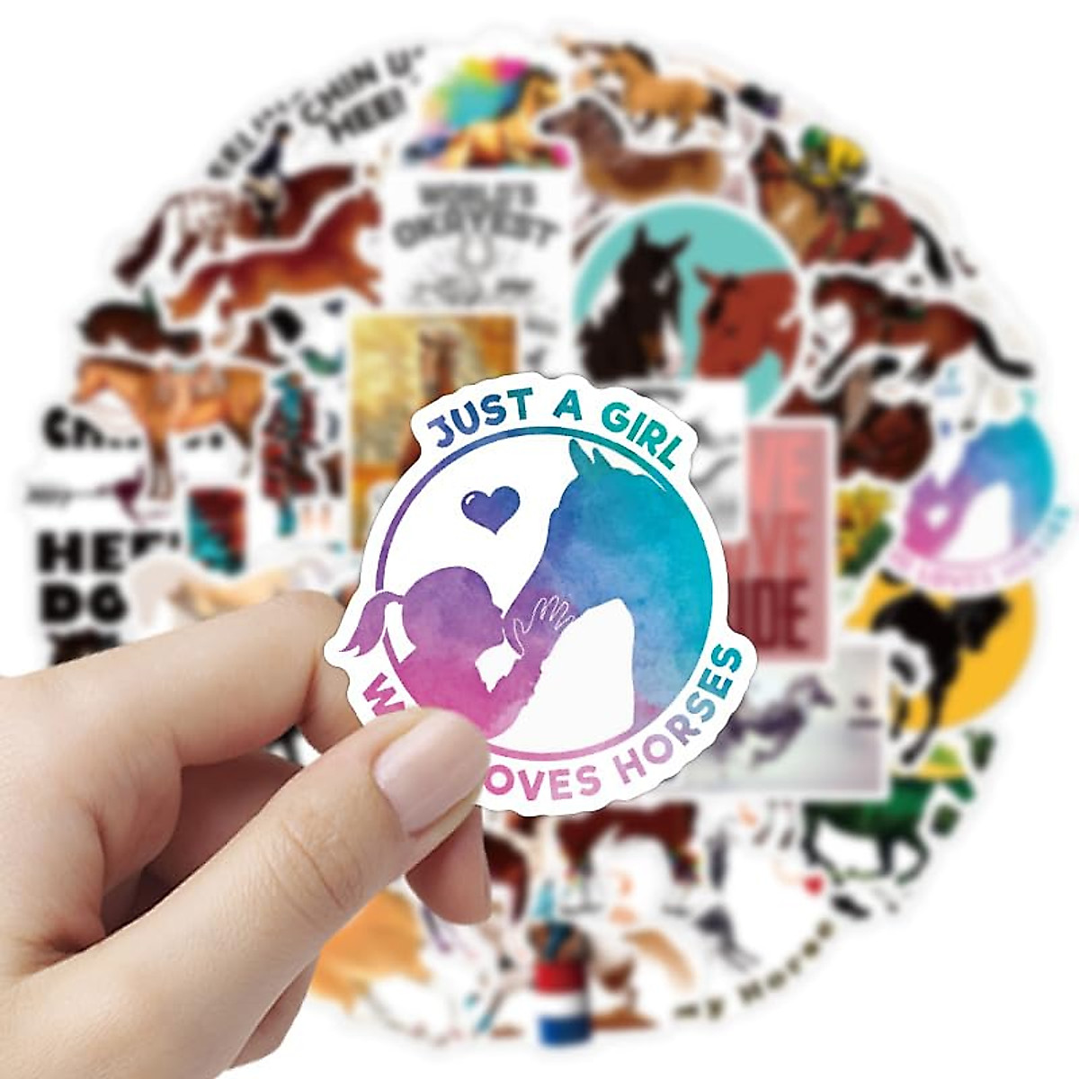 100pcs Horse Stickers, Cute Horse Riding Water Bottle Bulk Stickers for Kids, Vinyl Fall Stickers for Laptop, Horse Gifts for Girls Women Kids (Horse Stickers)