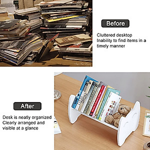 Hggzeg Kids Bookcase Small Desktop Children Bookshelf Storage Display Rack, White Book Organizer for Kids Room (White)